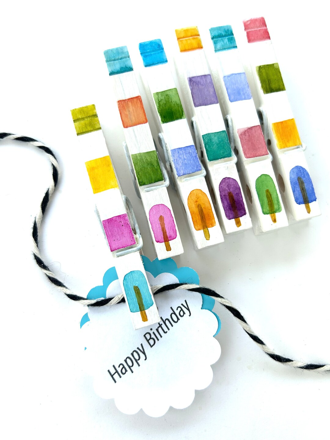 POPSICLE Magnetic Clothespin Hand Painted Party Favor Kids Room Chip ...