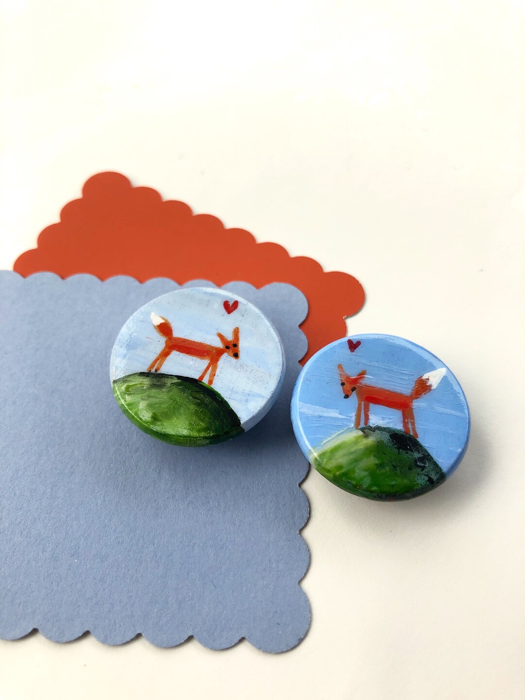 FOX MAGNETS Hand Painted Magnet Small Thank You Hostess Gift Tiny ...