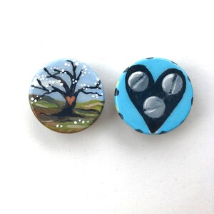 TREE & SCREWY HEART Hand Painted Magnet Set Screwed Unvalentines Day ...
