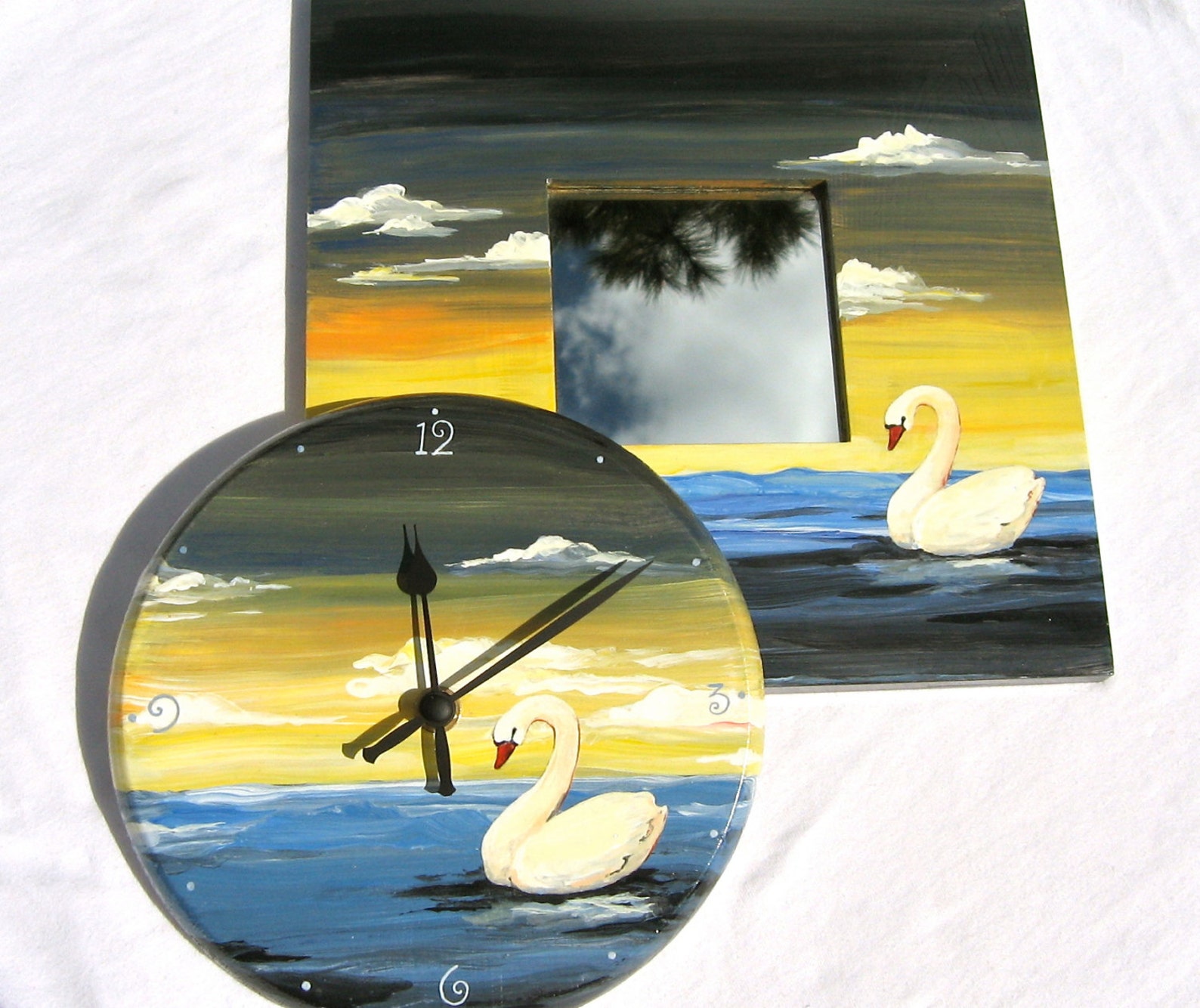 SWAN CLOCK Hand Painted Clock Swan Decor Nursery Decor Baby | Etsy