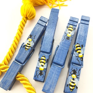 HONEY BEE CLOTHESPINS hand painted magnetic clothespins bees | Etsy