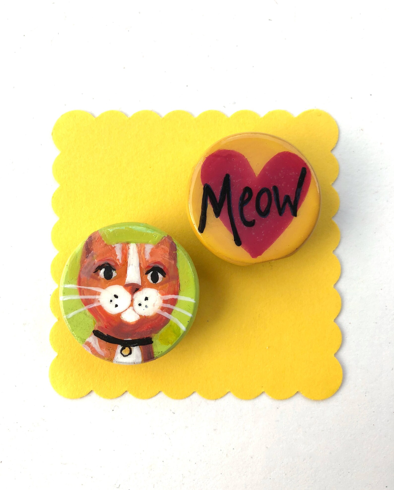 CAT MAGNET Cat's Meow Hand Painted Magnet Set Orange Tabby - Etsy