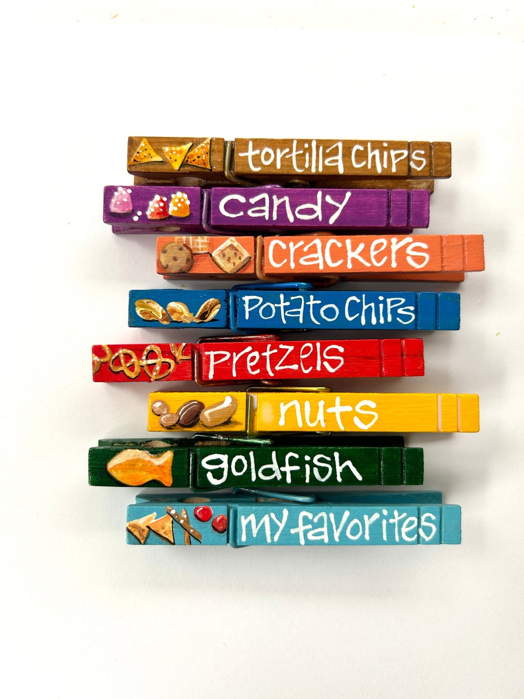 Chip Clip Clothespins Hand Painted Clips Tortilla Chips Potato Chips ...