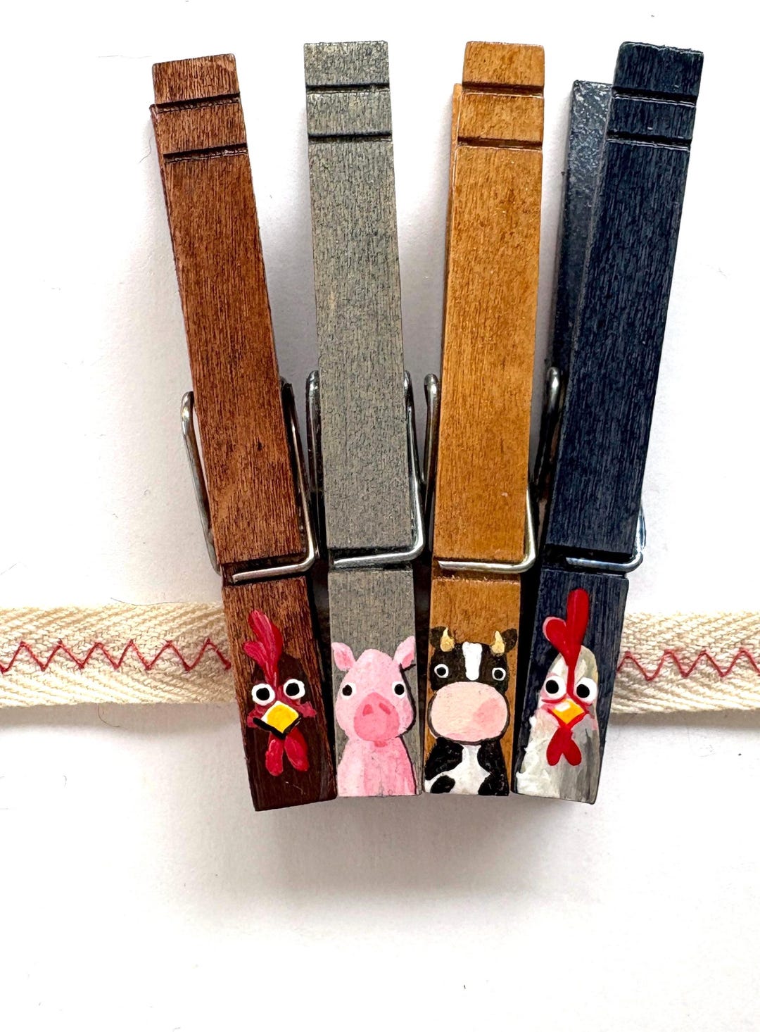 Hand Painted Farm Animal Clothespin Magnets: Easter Decor, Photo ...