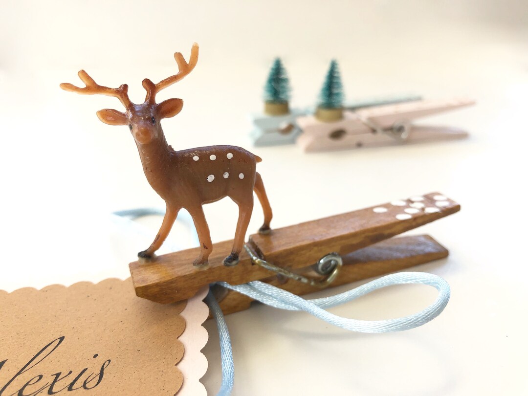 DEER CLOTHESPIN Tree Clothespin Gift Topper Christmas - Etsy