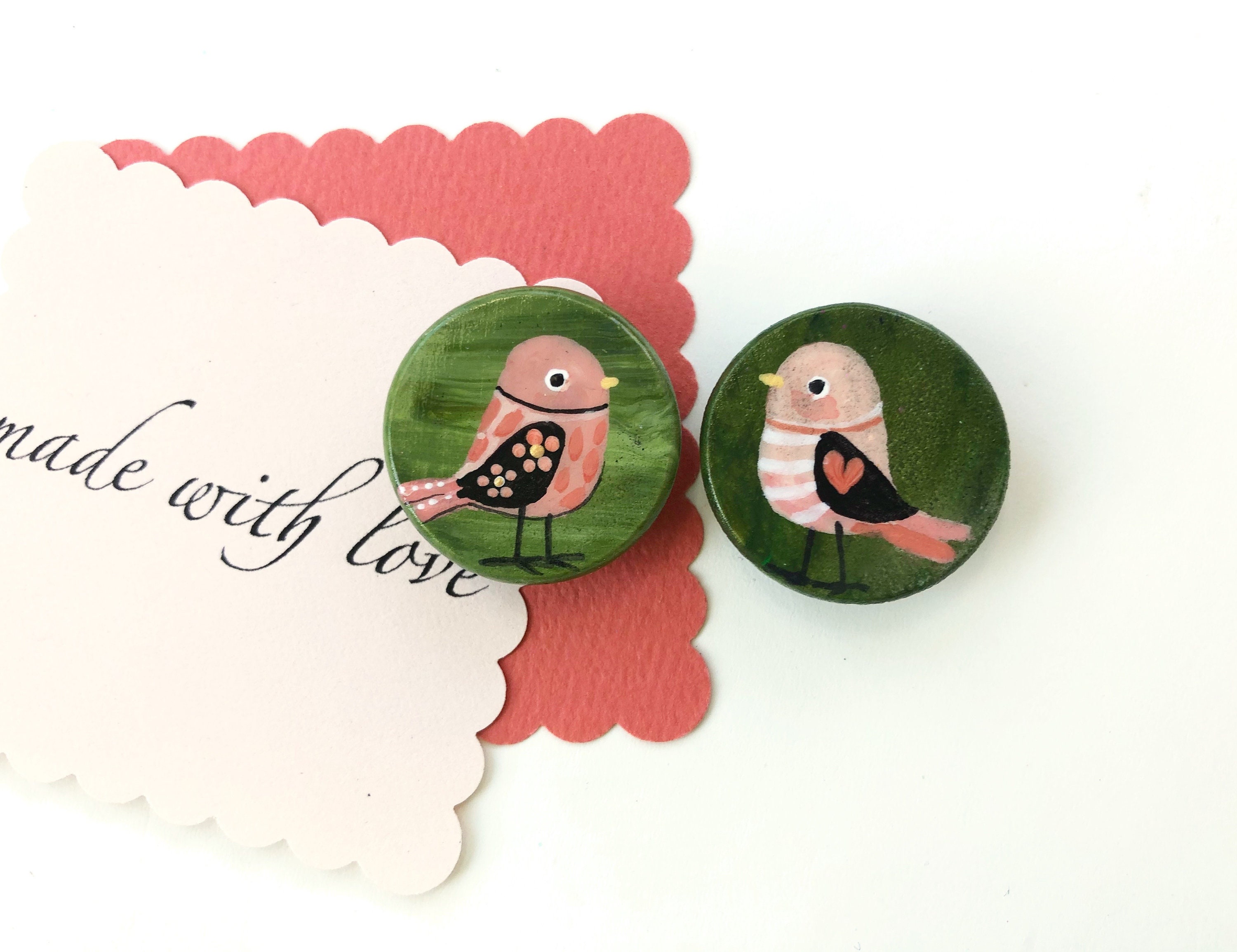 BIRD Magnets Hand Painted Magnet Set Tiny Painting One of a | Etsy