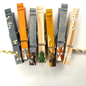 WOODLAND CLOTHESPINS Painted Clothespin Woodland Baby Nursery Deer Bear ...