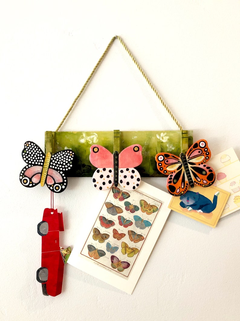 Butterfly Clothespin Wall Hanging Hand Painted Wood Butterfly - Etsy
