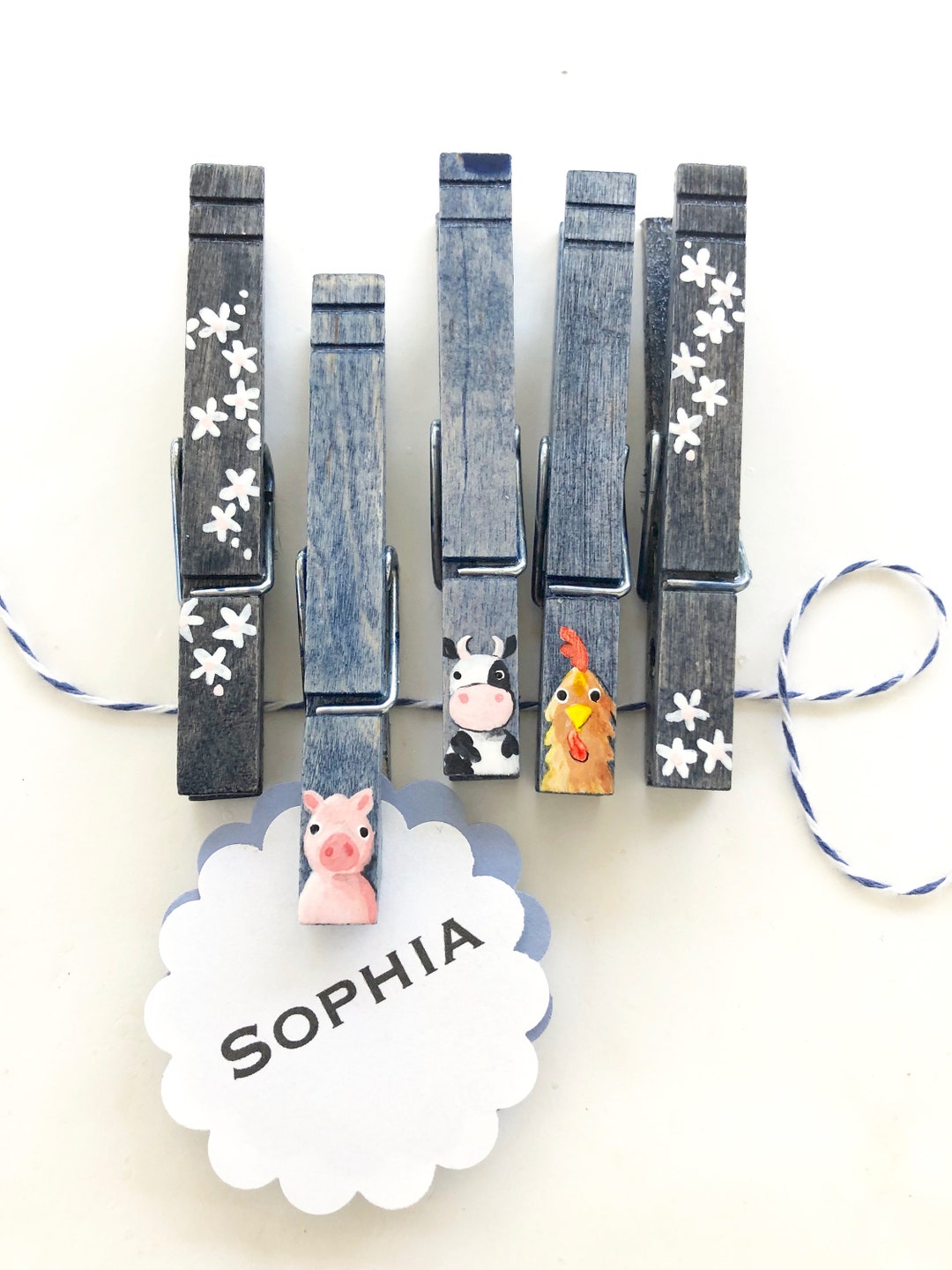 FARM ANIMAL CLOTHESPINS Painted Clothespins Cow Pig Chicken - Etsy