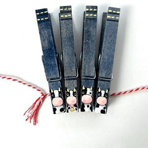 COW CLOTHESPINS Painted Clothespins Cow Magnets Farm Party Theme ...