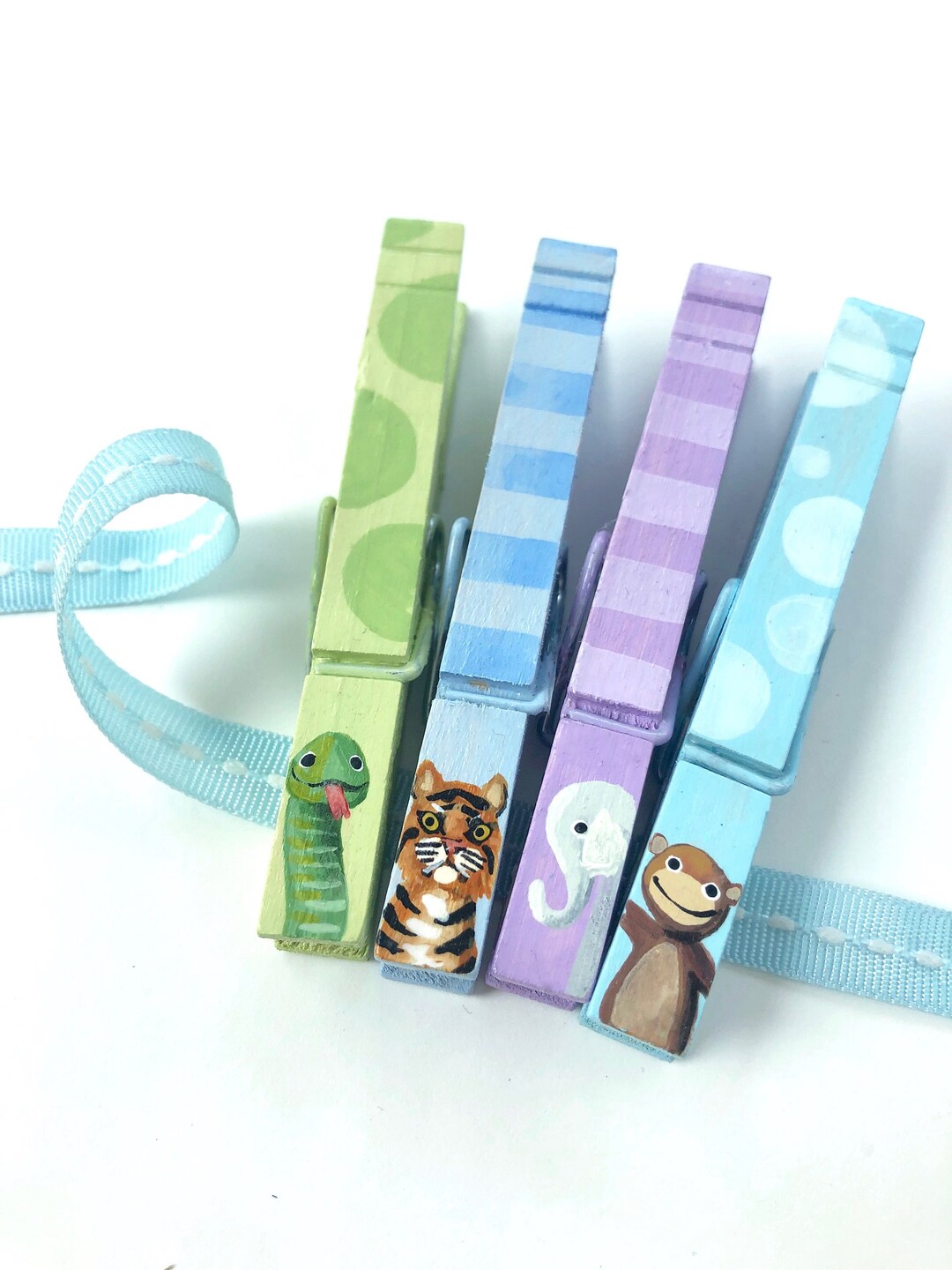 Hand Painted Jungle Animal Clothespin Magnets: Desk Organizer Set - Etsy