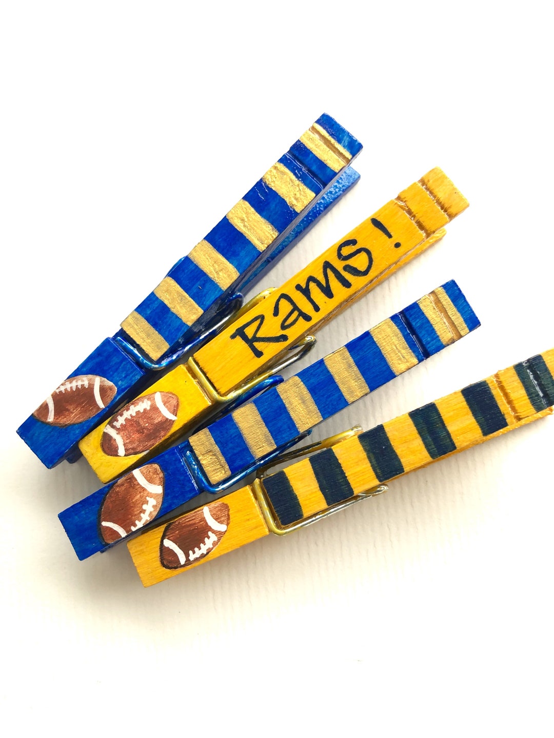 Los Angeles Rams Football Blue Gold Hand Painted Magnetic Clothespin ...