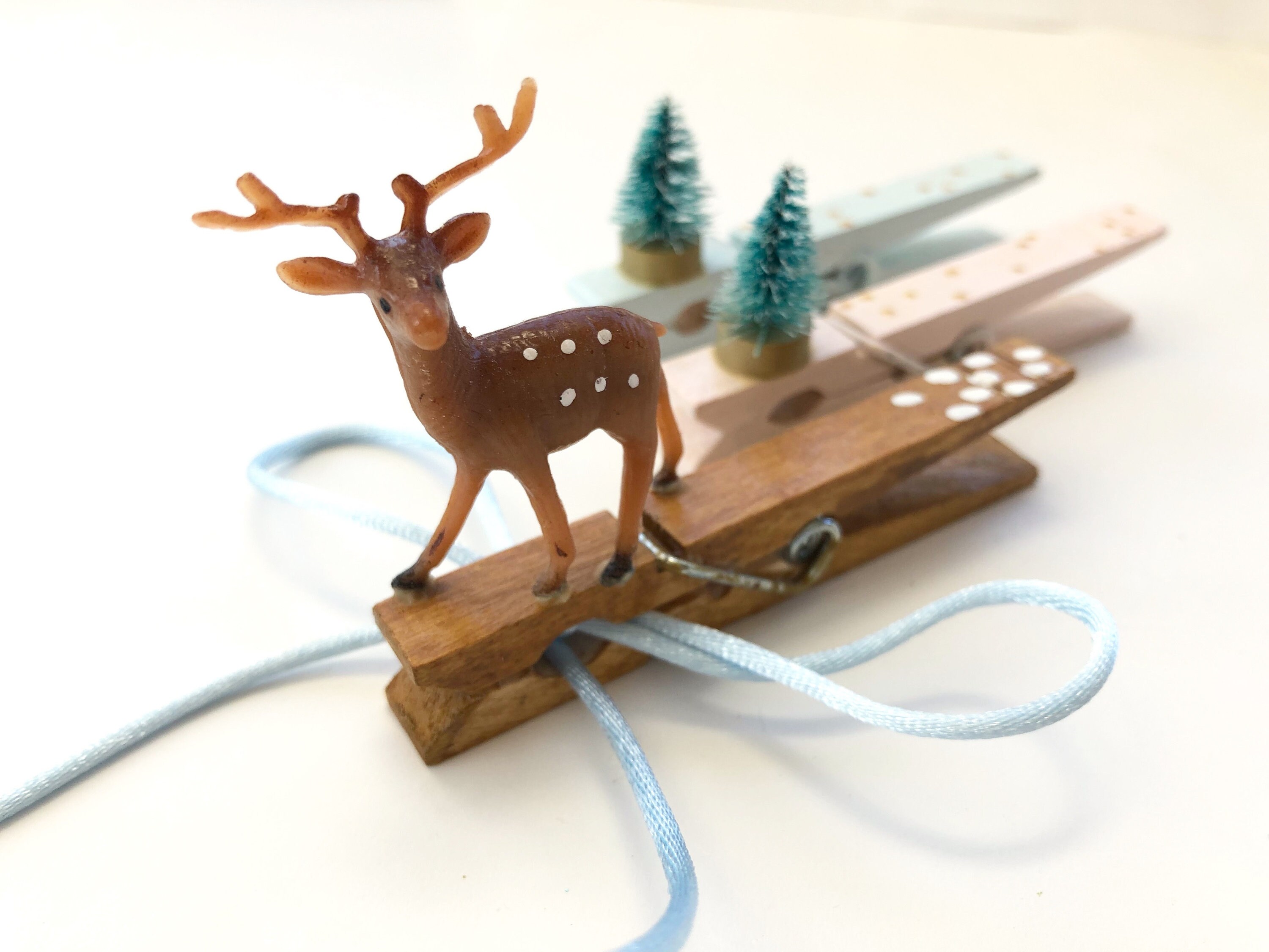 DEER CLOTHESPIN tree clothespin gift topper Christmas | Etsy