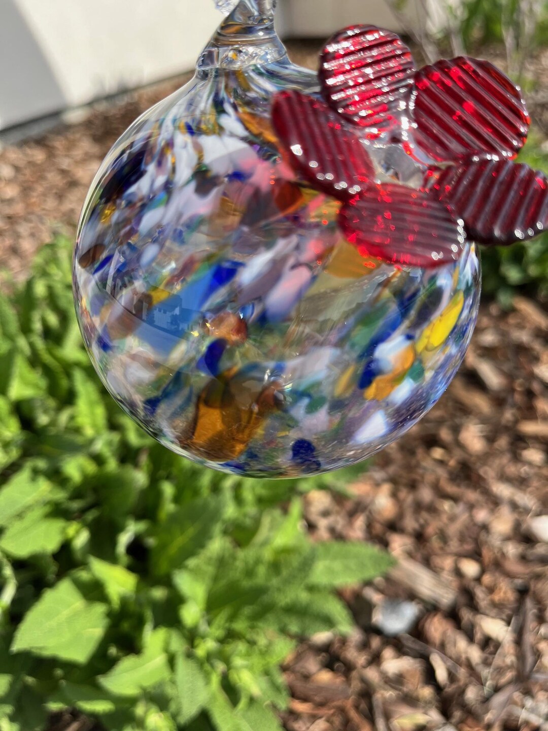 Handblown Round Glass Hummingbird Feeder - Confetti-colored - Etsy