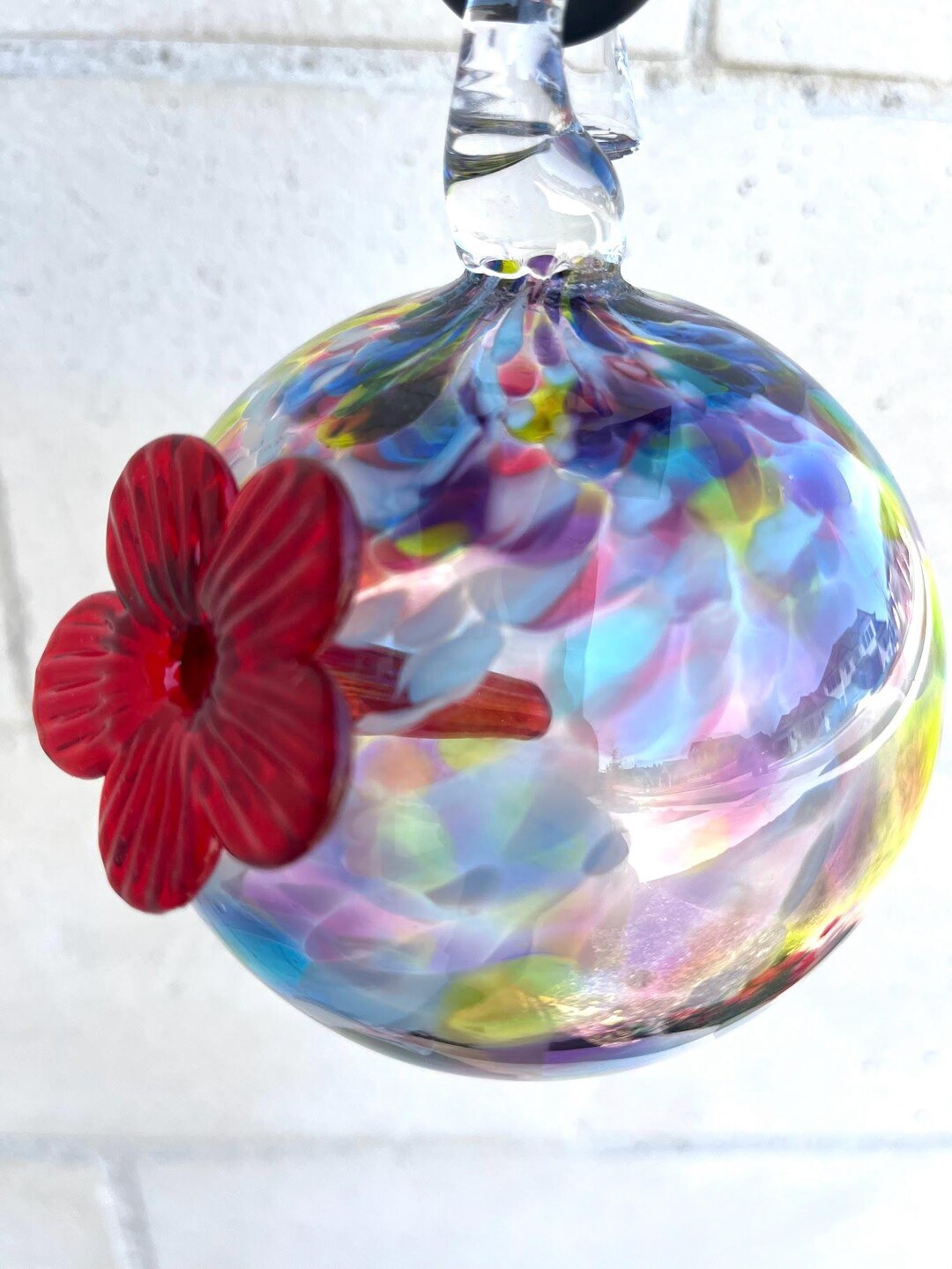 Handblown Round Glass Hummingbird Feeder - Eye-catching Pastels - Etsy