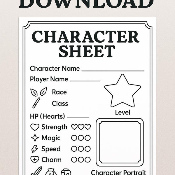 Kids Friendly Dnd Character Sheet - Etsy