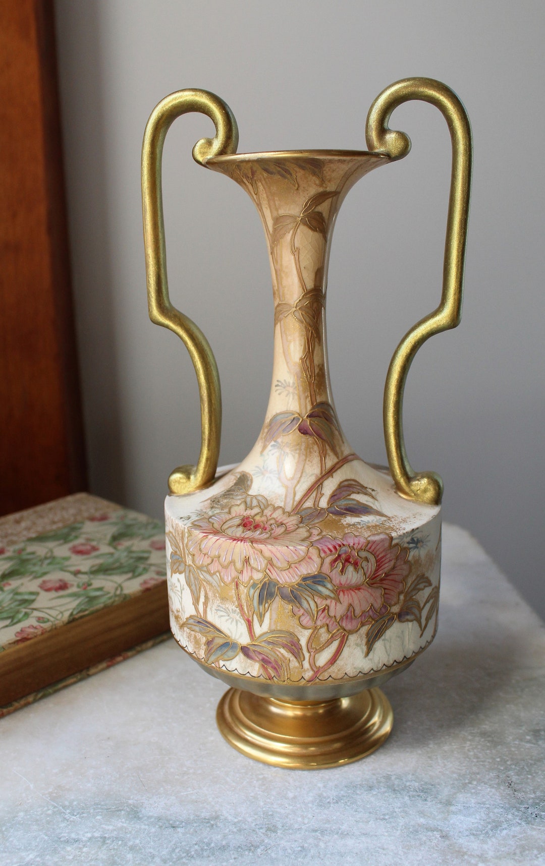 Antique Doulton Burslem Double Handled Vase - 9" - Gilded - Amphoric ...