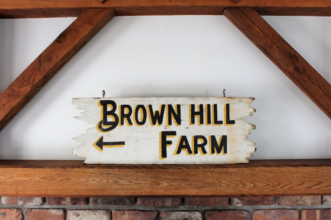 Vintage Wooden Brown Hill Farm Sign - 32.5" Double Sided Directional ...