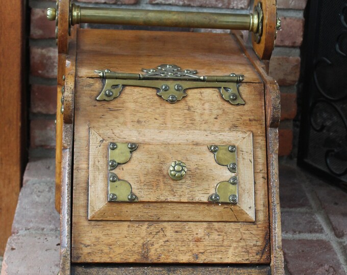 Victorian English Oak and Brass Coal Box - Coal Scuttle - Purdonium ...