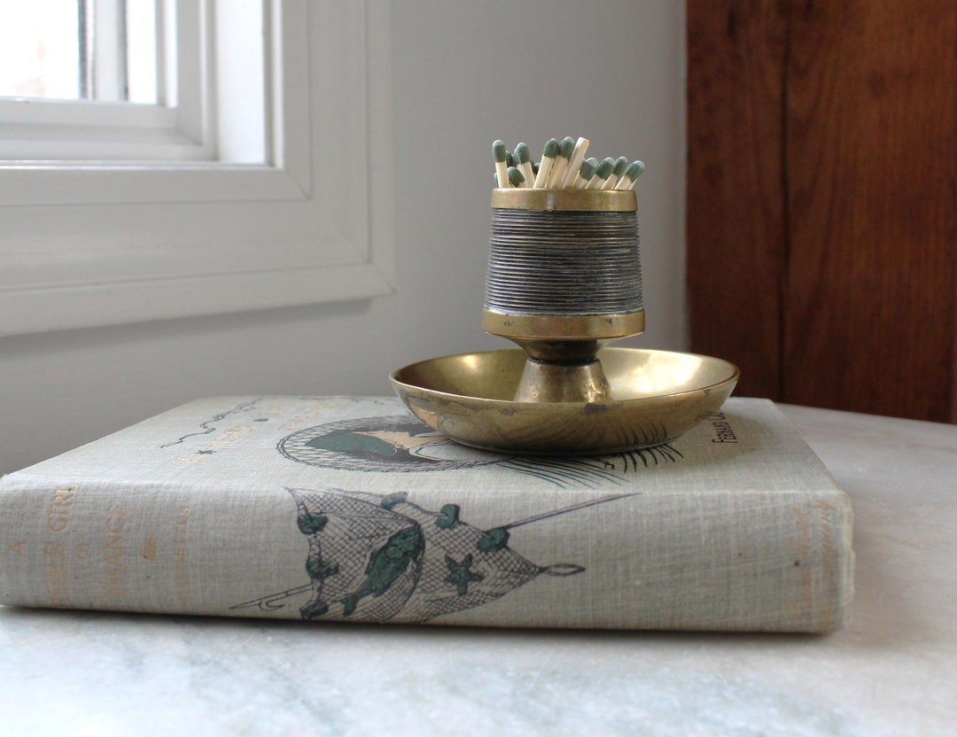 Antique Brass Match Strike Coffee Table Decor Shelf Decor Collected ...