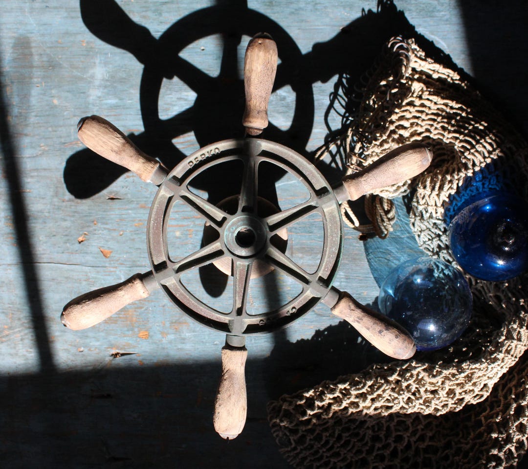 Vintage 12.5" Bronze and Wood Ship's Wheel - Perko Boat Steering Wheel ...