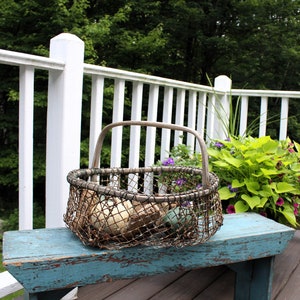 Early Maine Handmade Bentwood and Wire Clam Basket Folk Art Basket ...