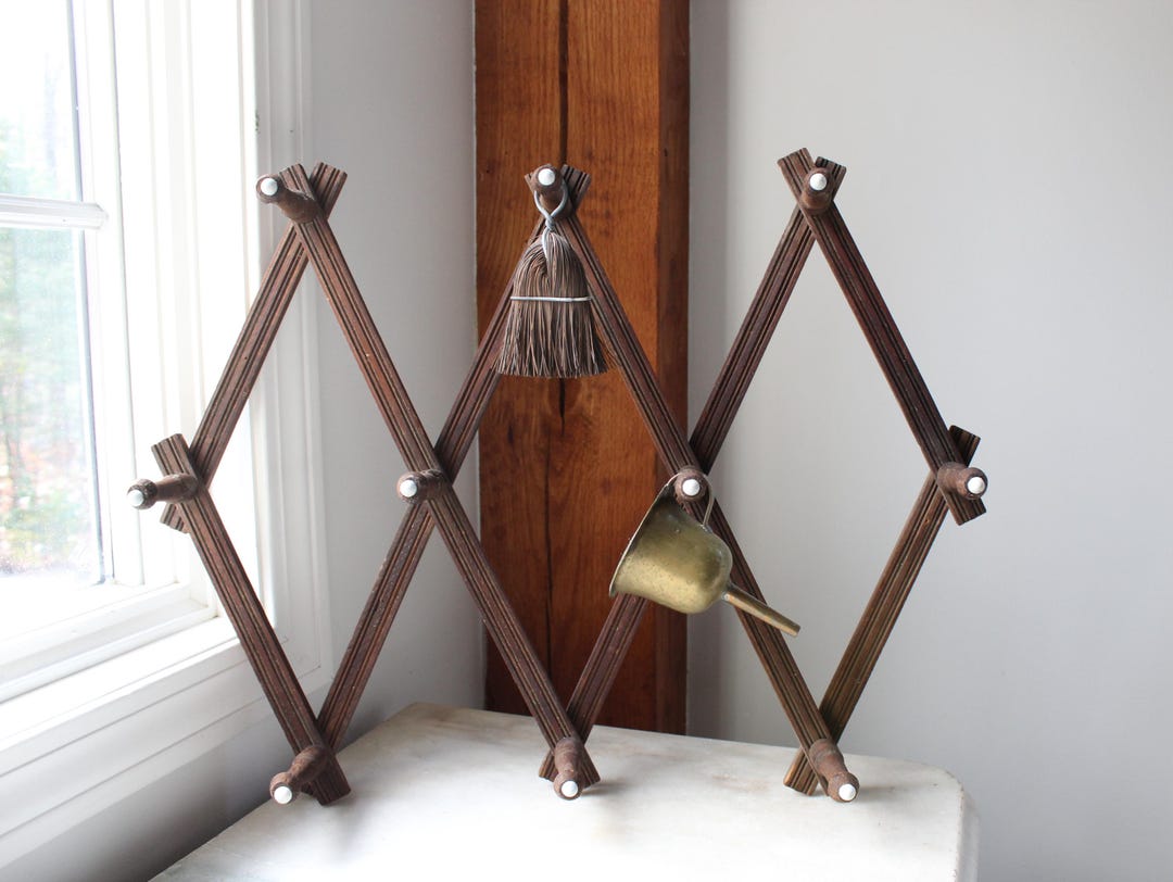 Victorian Accordion Wooden Hat Rack - Wall Rack - Coat Rack ...