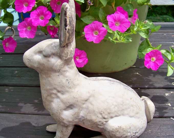 Antique Hubley Cast Iron Rabbit Door Stop White Large Hare - Etsy