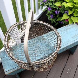 Early Maine Handmade Bentwood and Wire Clam Basket Folk Art Basket ...