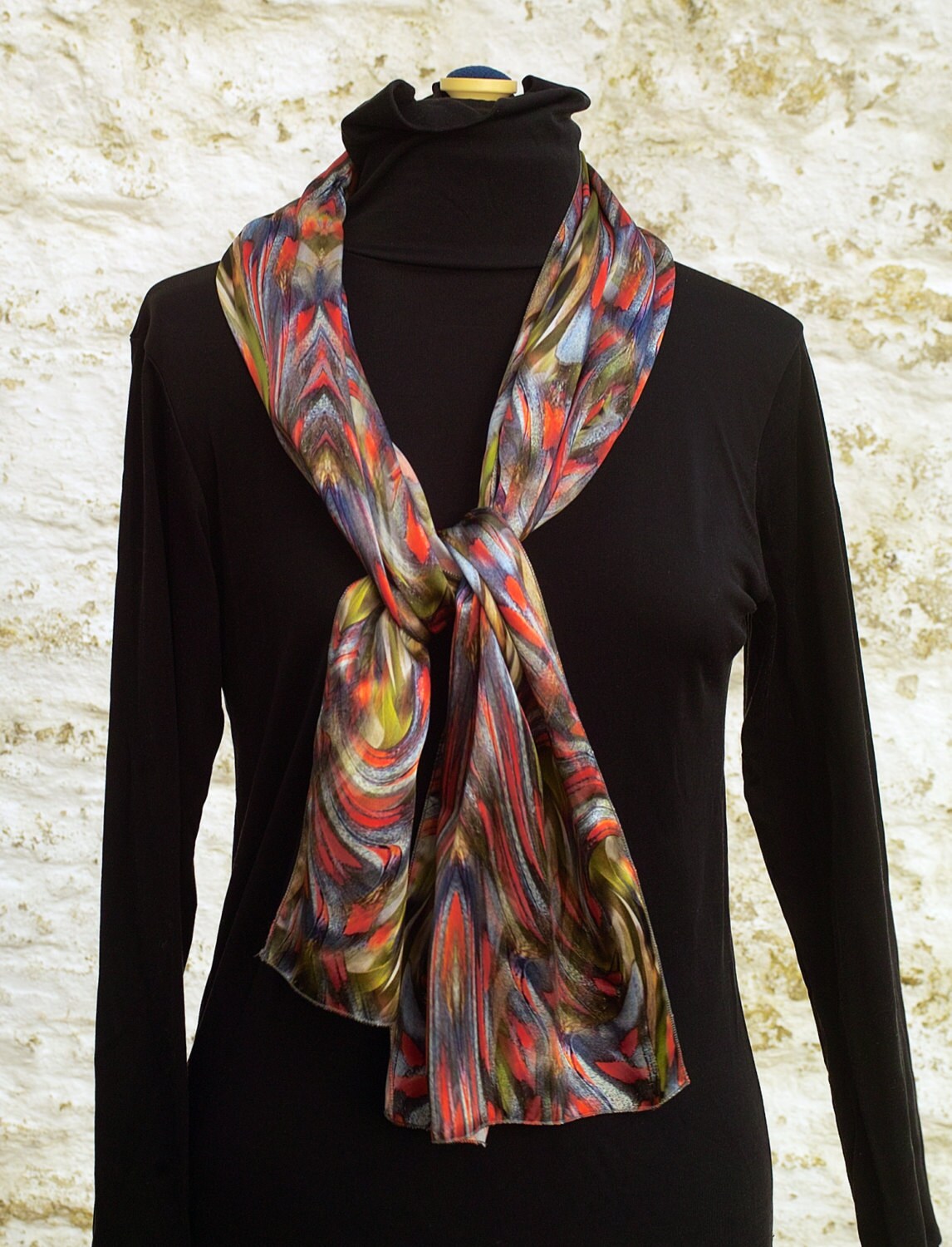 Five Spot Burnet Moth-art Silk Crepe Satin Scarf in Burnt Orange, Greys ...