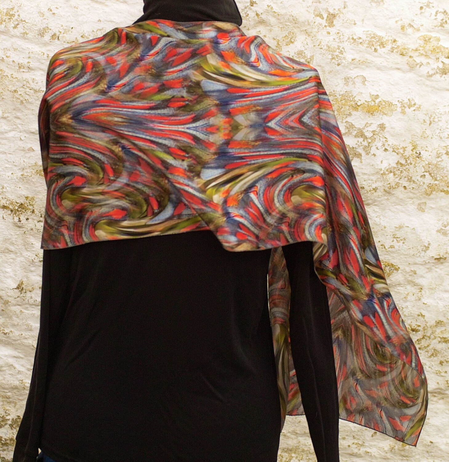 Five Spot Burnet Moth-art Silk Crepe Satin Scarf in Burnt Orange, Greys ...