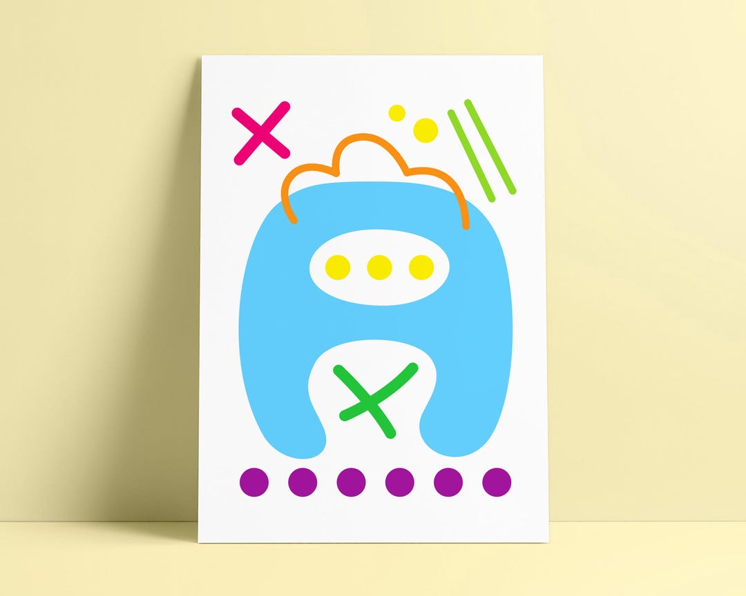 Letter A Doodles Illustrated Poster – Whimsical Initial Art Print for ...