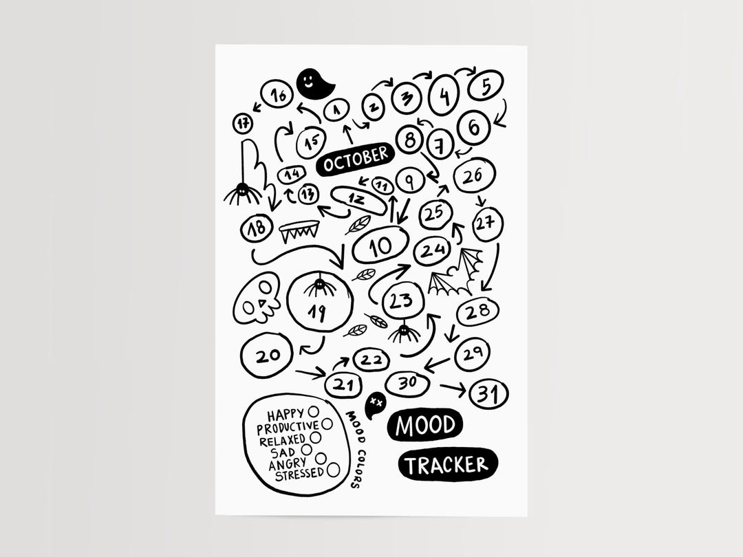 Halloween Mood Tracker Printable: October Self Care (PDF) - Etsy
