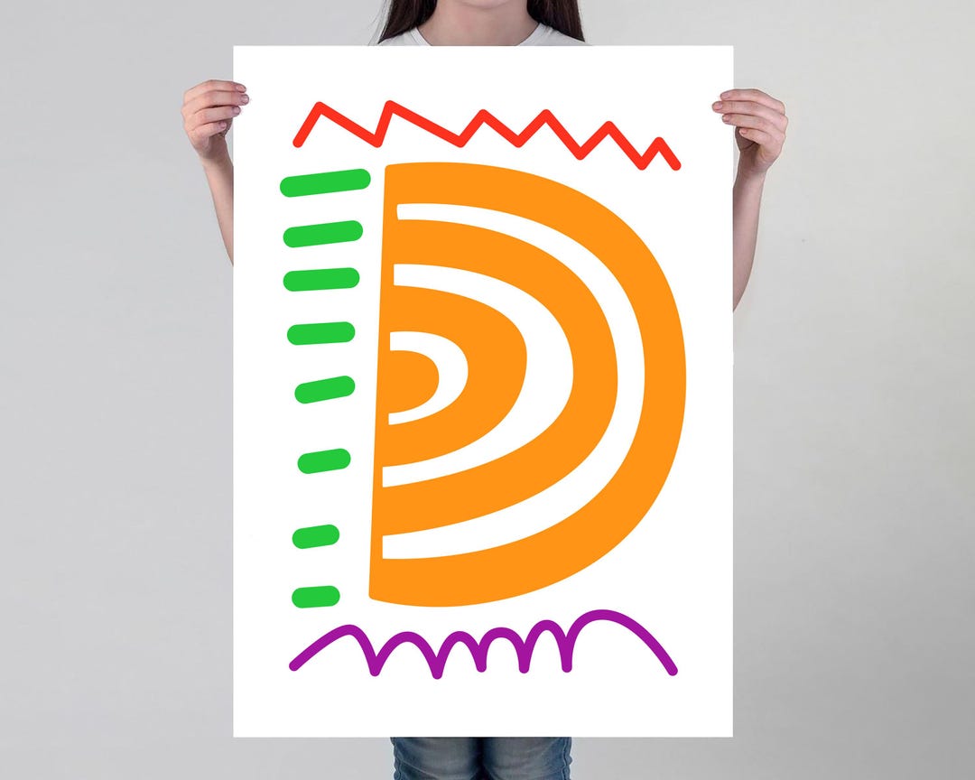 Letter D Doodles Illustrated Poster – Whimsical Initial Art Print for ...