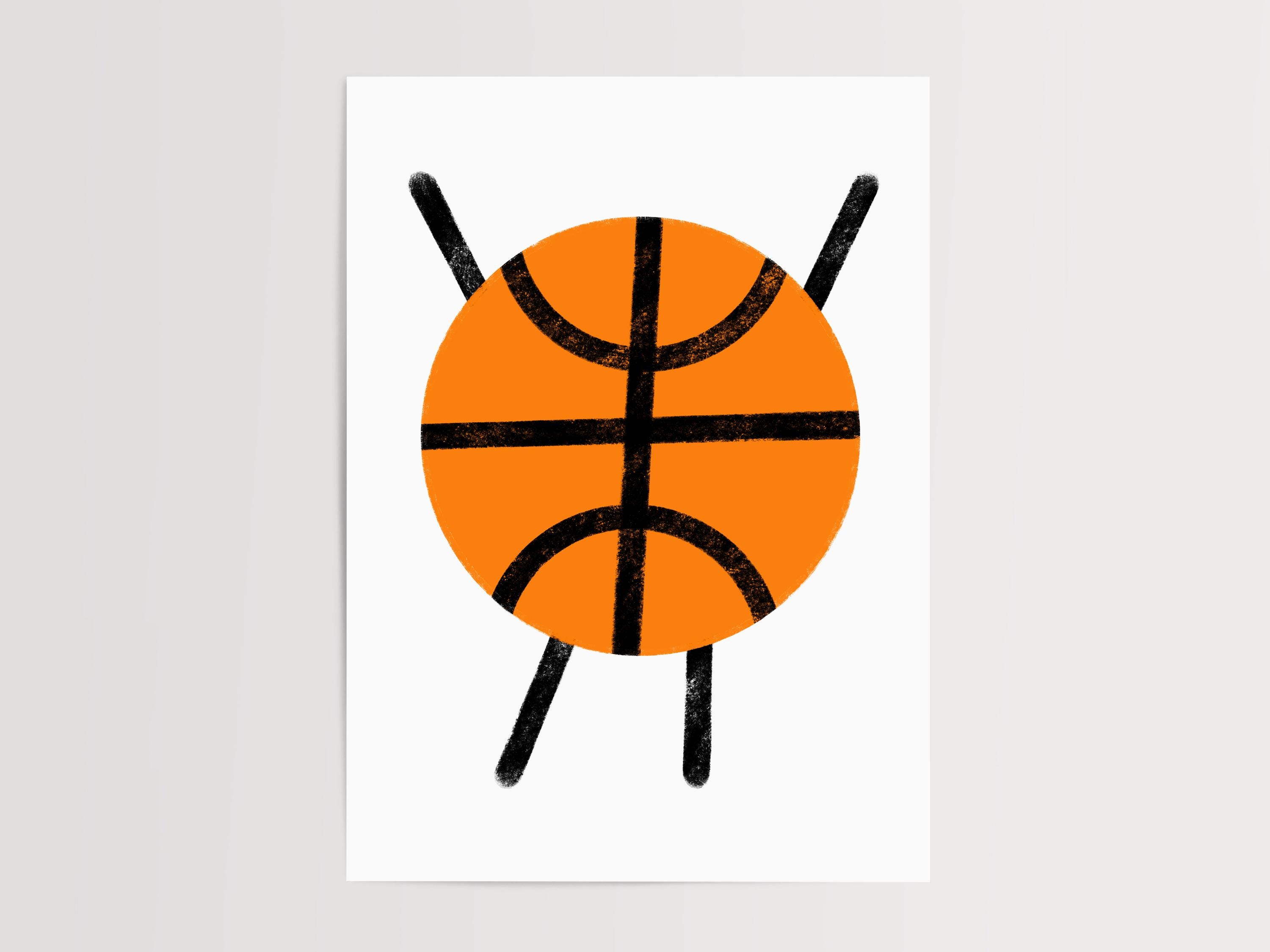 Cute Basketball Poster for Kids, Funny Sports Wall Art, Playful ...