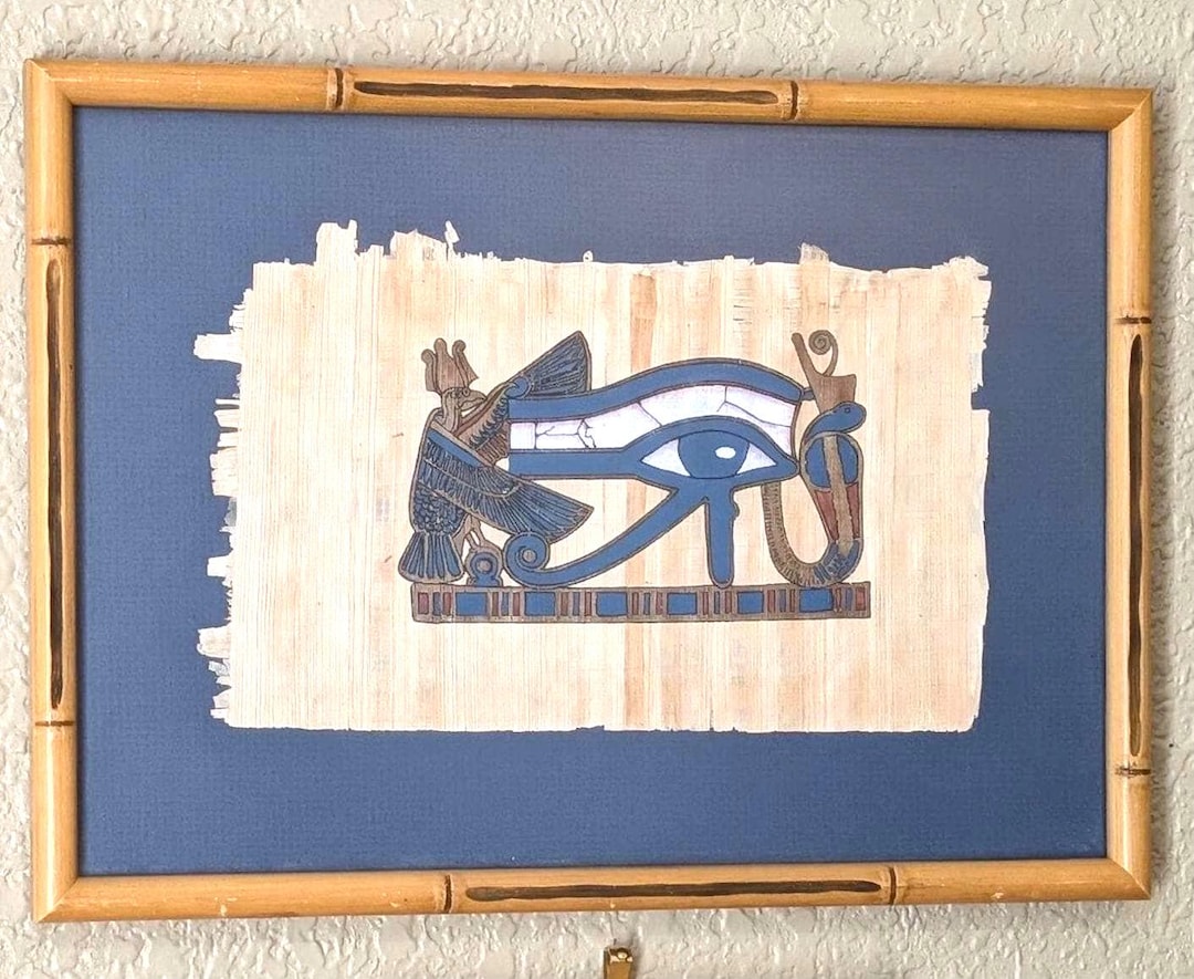 Hand-painted Egyptian Eye of Horus on Papyrus With Bamboo Frame - Etsy