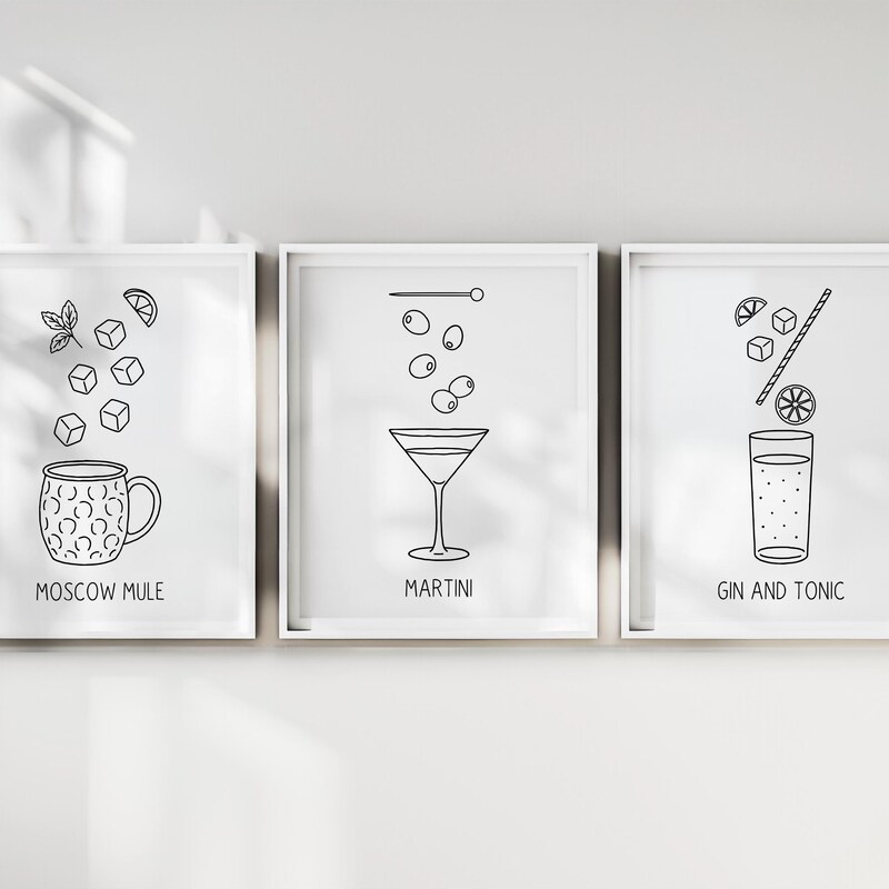 Cocktail Line Art - Etsy