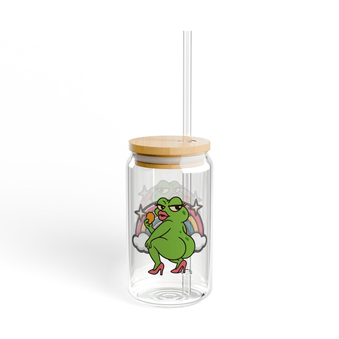 Funky Chicken Nugget Cup: Rainbow Frog Sipper Glass 16oz - Etsy