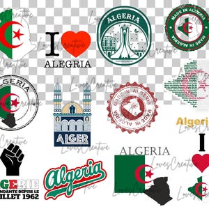 Algeria Clipart PNG Bundle: Map, Flag, Travel Icons (digital Download ...