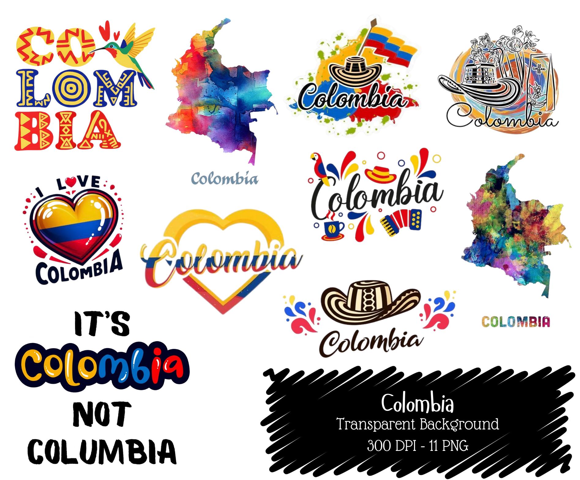 Colombia PNG Bundle • 11 Clipart Designs • Map, Flag, Culture ...