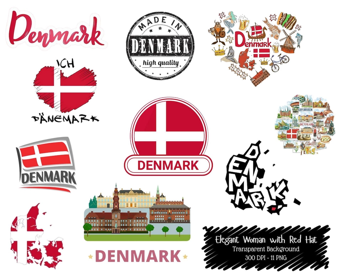 Denmark Clipart PNG Bundle: Danish Flag, Copenhagen, Travel Graphics ...