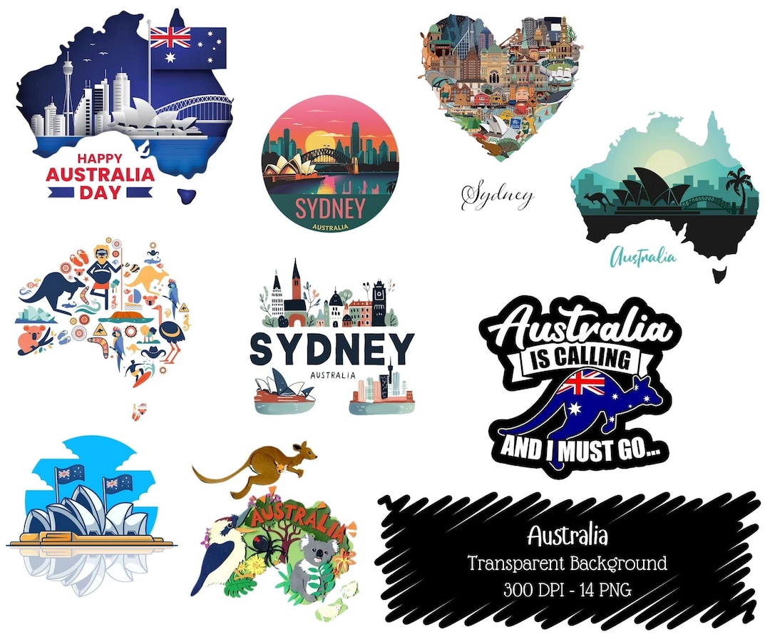 Australia Clipart PNG Bundle: Sydney Opera House, Kangaroo, Koala ...