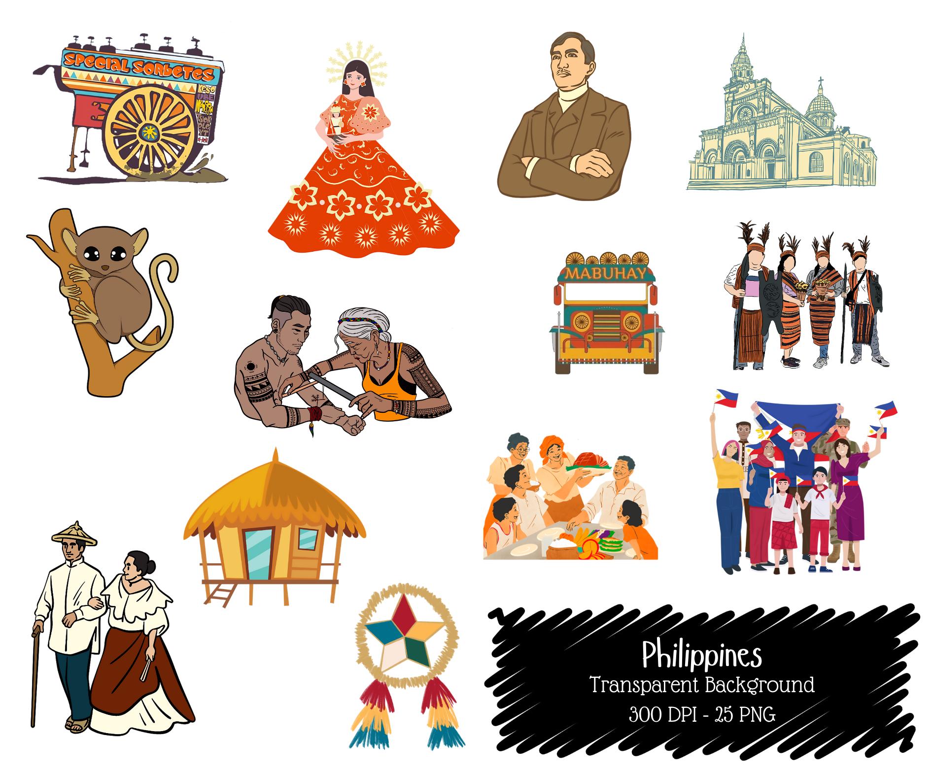 Philippines Clipart PNG Bundle: Filipino Culture Graphics (digital ...