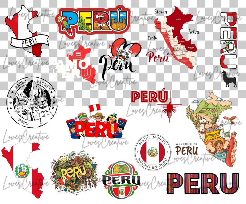Peru Clipart PNG Bundle: Machu Picchu, Llama & Culture Icons (digital ...