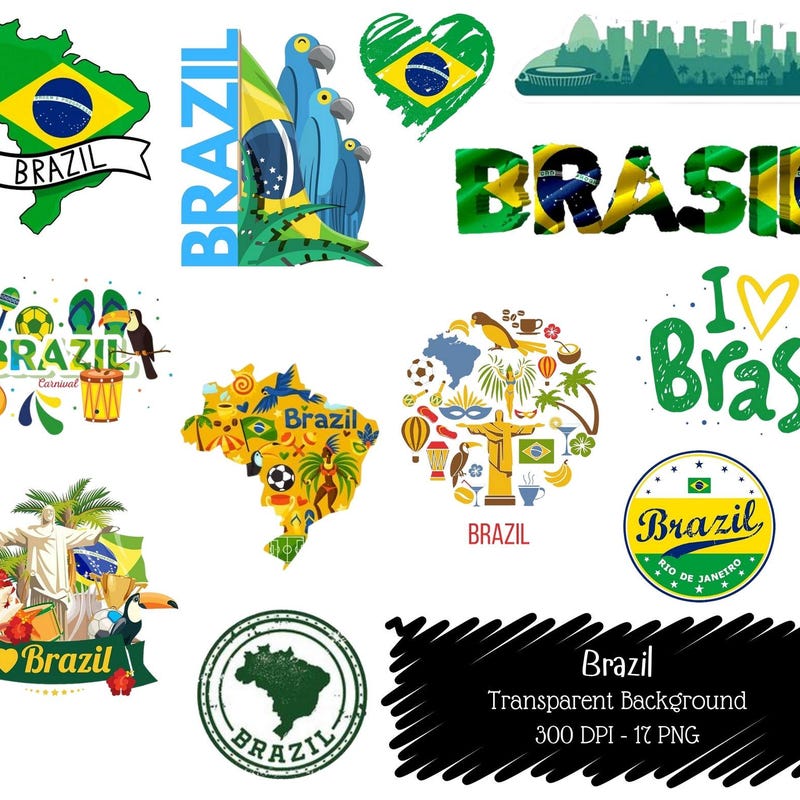 Brazil Clipart Bundle - Etsy