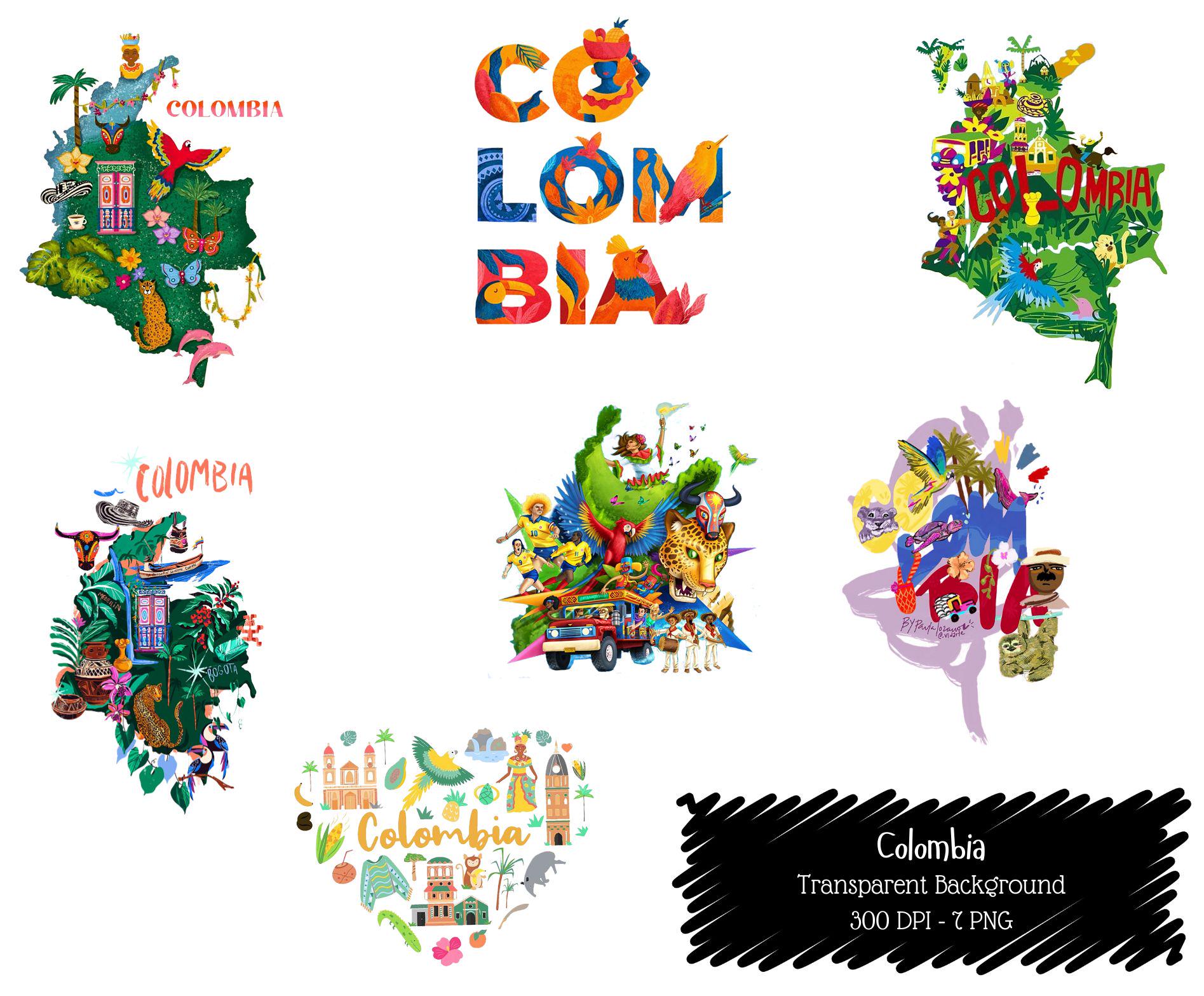Colombia Clipart PNG Bundle: Culture, Wildlife & Travel Icons - Etsy