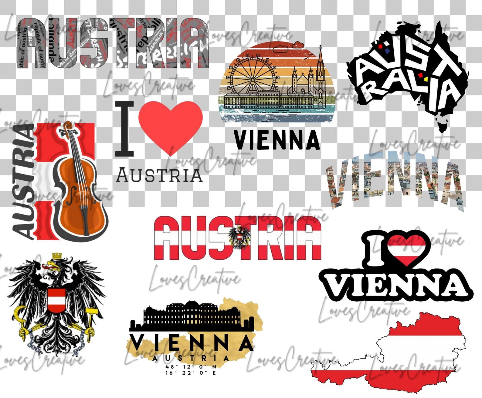 Austria PNG Clipart: Vienna Landmarks, Flag Stickers (300 DPI Download ...
