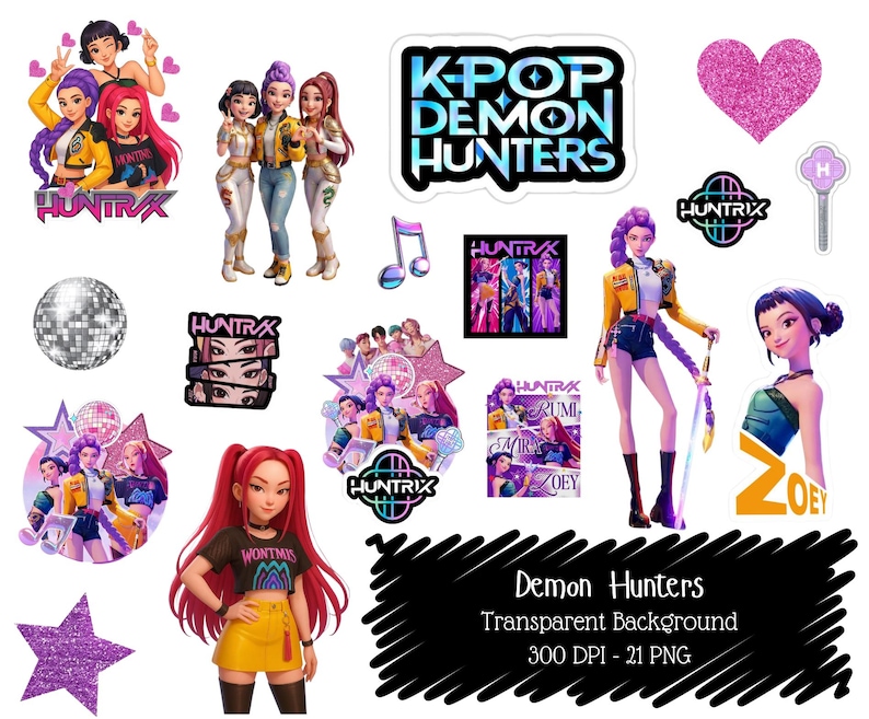 Kpop Demon Hunters PNG Bundle • Huntrix Girls Clipart - Etsy