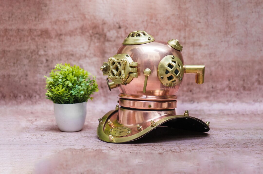 Vintage Luxury Brass Scuba Diver Helmet | Nautical Maritime Décor ...