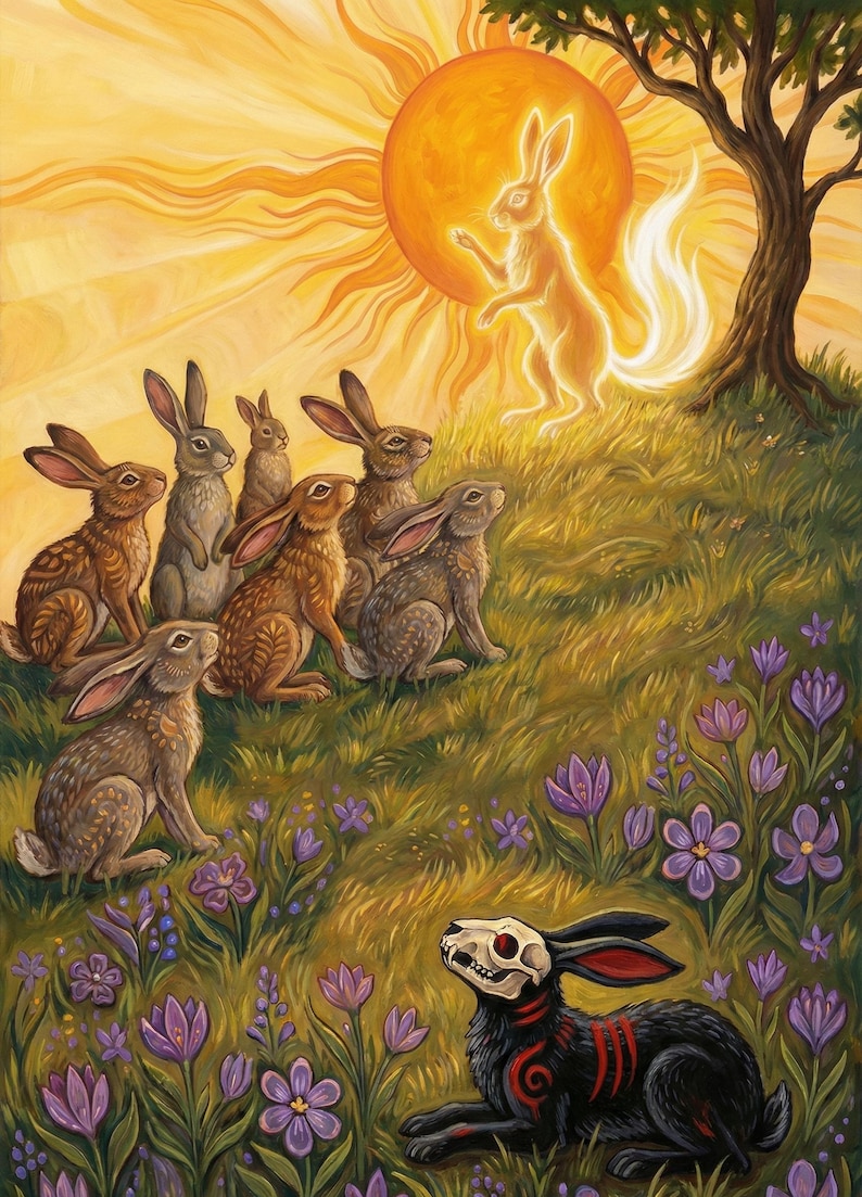El Ahrairah Fiver's Vision Watership Down Art Print, Black Rabbit ...